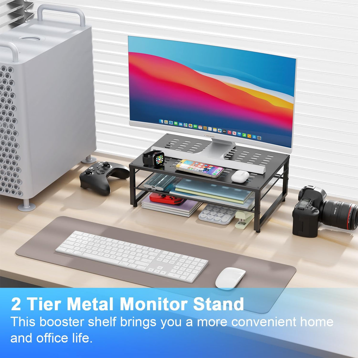 gianotter 2-Tier Metal Monitor Raise Stand – Kinzd