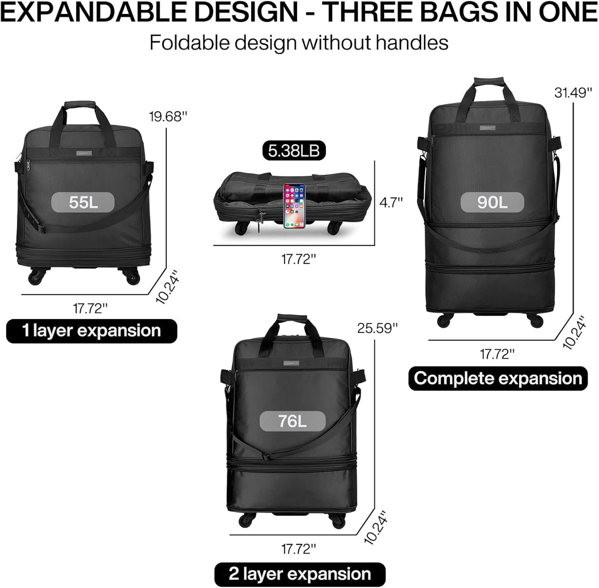 Hanke Expandable Foldable Luggage Bag – Kinzd