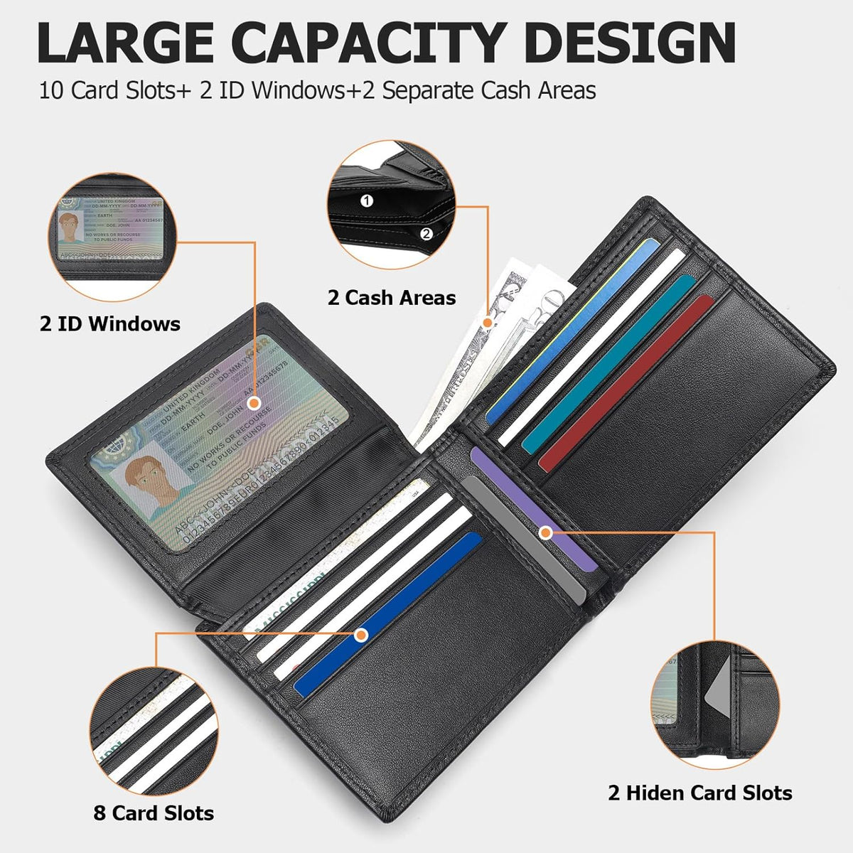 Sigtrenx Genuine Leather Bifold Wallets for Men – Kinzd