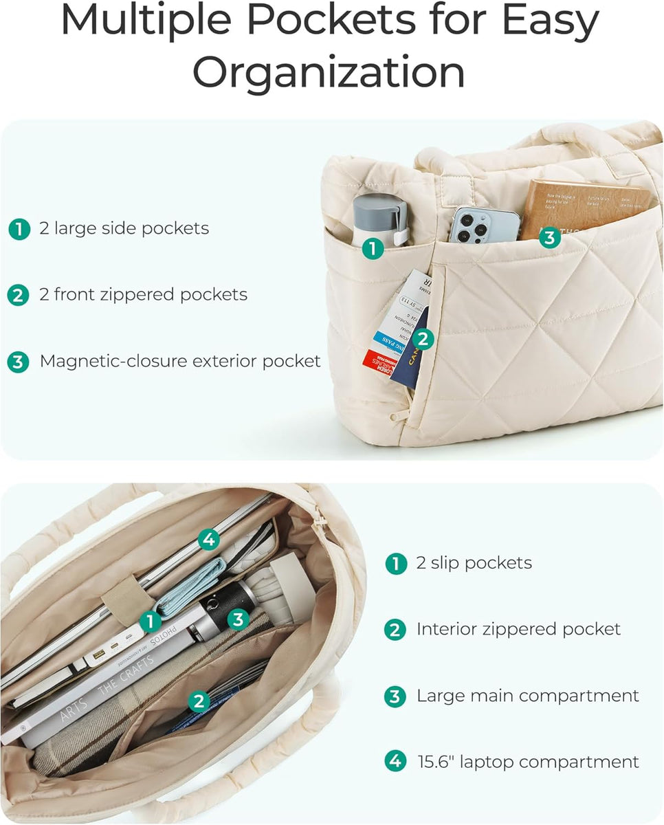BAGSMART Puffer Tote Bag | Quilted Shoulder Bags – Kinzd